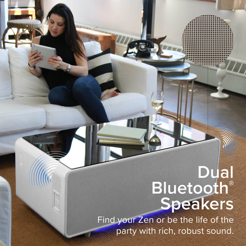 Sobro smart coffee table with fridge and bluetooth store
